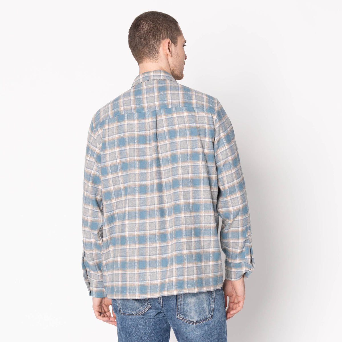 True Shirt - Soft Brushed Faded Flannel - Faded Blue – Naked & Famous ...